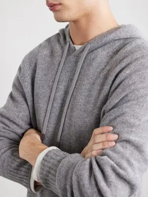 TOM FORD Logo Embroidered Cashmere Hoodie - Gray