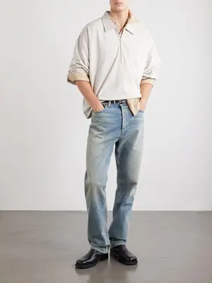 AGOLDE Darius Cotton-jersey Polo Shirt - Neutrals