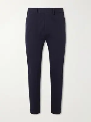 TOM FORD Tapered Cotton-blend Twill Trousers - Blue