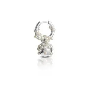 KASUN LONDON Pearl Droplet Hoop Earring - Silver