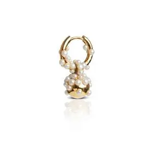 KASUN LONDON Pearl Droplet Hoop Earrings In Gold Vermeil - Silver