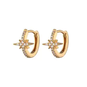 SCREAM PRETTY Starburst Huggie Earrings With Cubic Zirconia In Sterling - Gold
