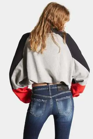 Dsquared2 Cropped Athletic Sweatshirt With Half Zip
