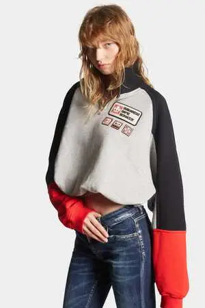 Dsquared2 Cropped Athletic Sweatshirt With Half Zip