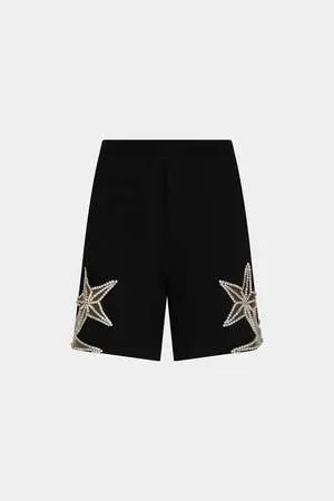 Dsquared2 Relaxed Fit Star Embellished Bermuda Shorts - Black