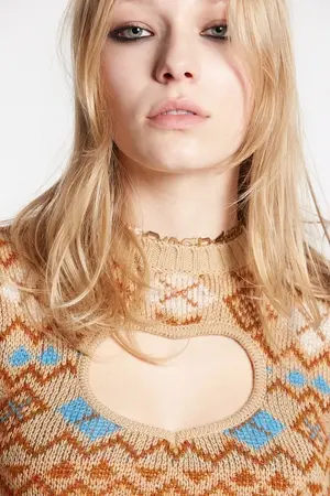 Dsquared2 Heart Cutout Argyle Knit Sweater