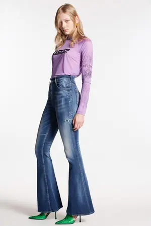 Dsquared2 Dark Fade Wash Surfer Flare Jeans - Blue