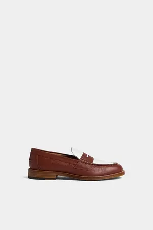 Dsquared2 Beau Loafers In Hammered Leather - Brown