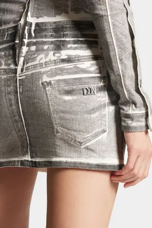 Dsquared2 Icon White Coal Wash Denim Bustier Dress