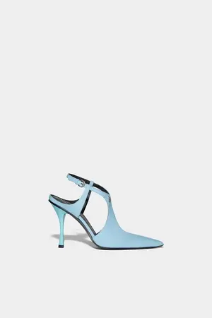 Dsquared2 Leather Slingback Pumps With Metal Detail - Blue