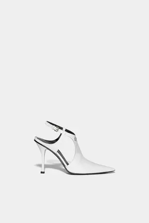 Dsquared2 Leather Slingback Pumps With Metal Detail - White