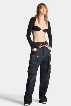 Dsquared2 Black Dusty Wash Eros Cargo Jeans
