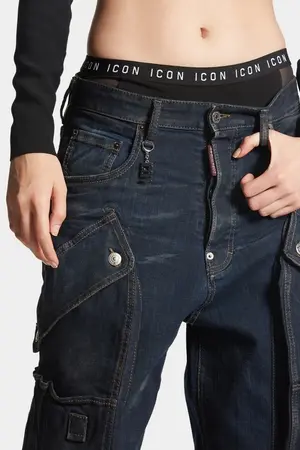 Dsquared2 Black Dusty Wash Eros Cargo Jeans