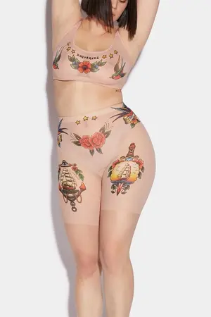 Dsquared2 Honey Tattoo Cycling Shorts - Beige