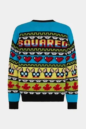 Dsquared2 Ciro Crewneck Knit With Pixelated Graphic