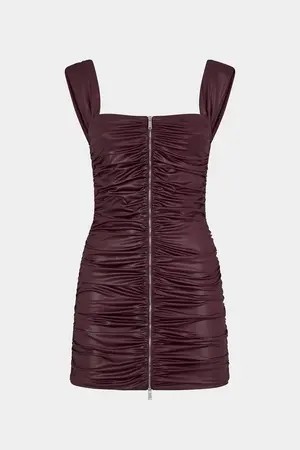 Dsquared2 Gathered Zipped Shiny Dress - Blue