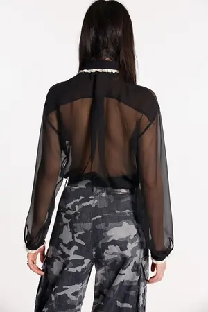 Dsquared2 Sheer Lace Trimmed Shirt