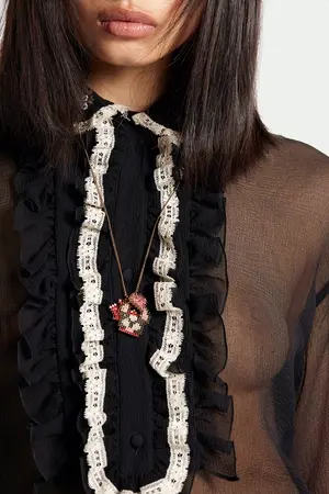 Dsquared2 Sheer Lace Trimmed Shirt