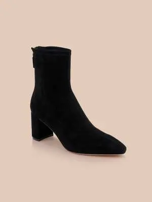 L'Agence Salome Stretch Suede Boot - Black Suede