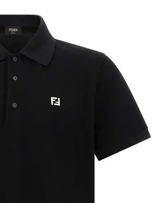 Fendi Ff Metallic Logo Polo Shirt