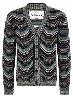 Missoni Zigzag Wool And Cotton Blend Cardigan - Multicolor