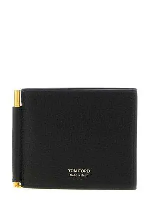 TOM FORD Hammered Leather Card Holder - Black