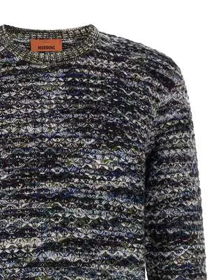 Missoni 3d Knitted Flamed Pattern Wool Blend Sweater