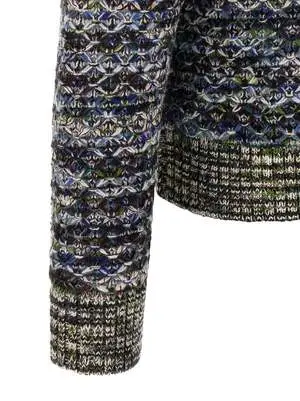 Missoni 3d Knitted Flamed Pattern Wool Blend Sweater