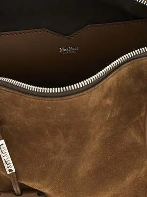 Max Mara Suede Leather Boston Top Case Shoulder Bag