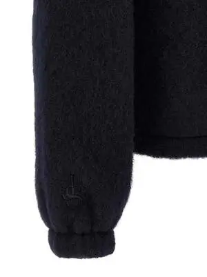 JIL SANDER Zip-up Textured Wool Blend Sweatshirt - Blue