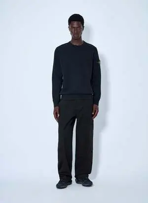 Stone Island Crewneck Sweatshirt With Logo Patch - Black