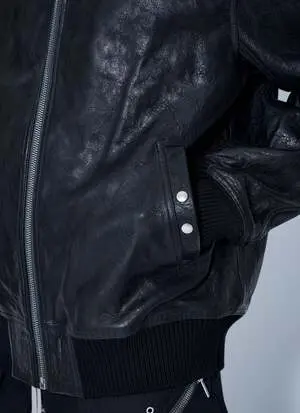 Rick Owens Dracuflight Hammered Leather Bomber Jacket - Black