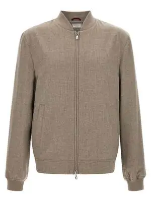 Brunello Cucinelli Light Flannel Bomber Jacket - Gray