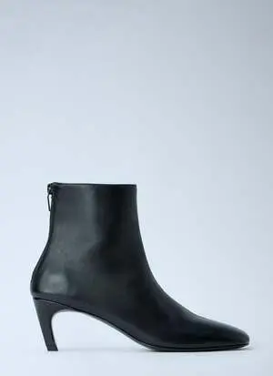 TOTEME Soft Nappa Leather Ankle Boots With Sculpted Heel - Black