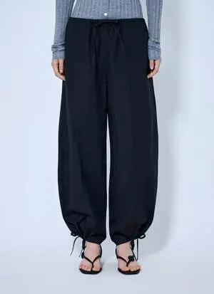 TOTEME Drawstring Cotton Trousers - Black