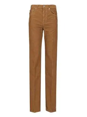 Saint Laurent Clyde Velvet Trousers - Brown