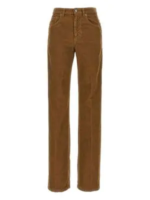 Saint Laurent High-waisted Wide-leg Corduroy Trousers