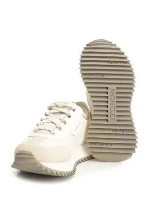 Moncler Lace Up Sneakers With Nylon, Suede, And Nubuck Upper - Cream