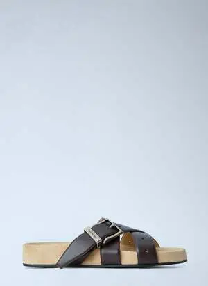 Balenciaga Belt Leather Sandals - Brown