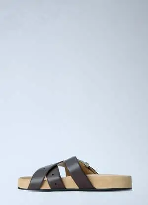 Balenciaga Leather Crossover Belted Flat Sandals