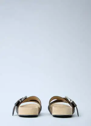 Balenciaga Leather Crossover Belted Flat Sandals