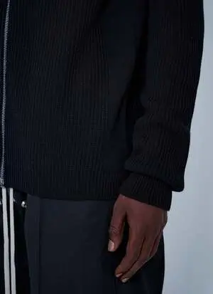 Rick Owens Ribbed Knit Zip Hoodie