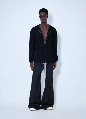 Rick Owens Ribbed Knit Zip Hoodie - Black
