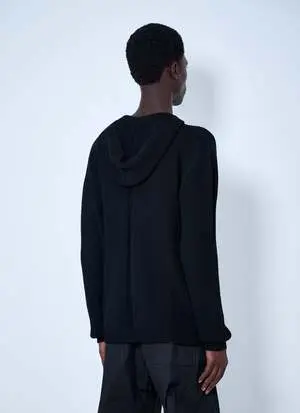 Rick Owens Ribbed Knit Zip Hoodie - Black