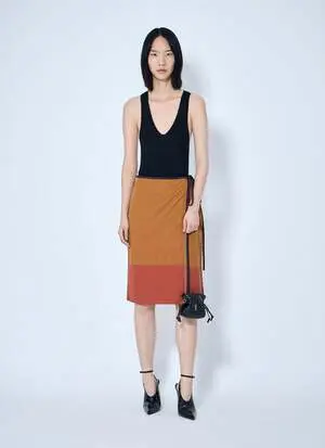 Saint Laurent Wrap-tie Midi Skirt - Orange