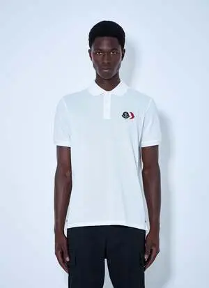 Moncler Piqué Polo Shirt With Logo Embroidery - Cream