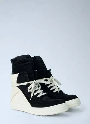 Rick Owens High-top Paneled Suede Sneakers - Black