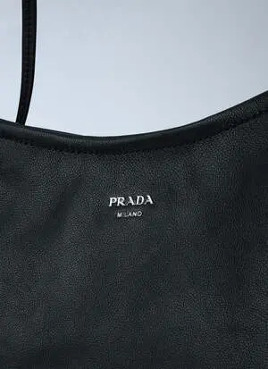 Prada Large Leather Tote Bag - Black