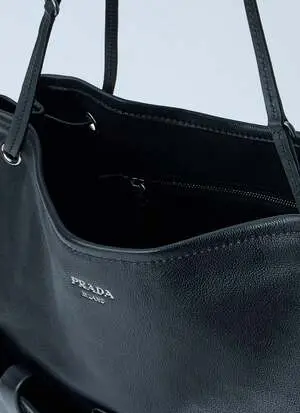 Prada Large Leather Tote Bag - Black