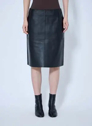TOTEME Panelled Leather Pencil Skirt - Black